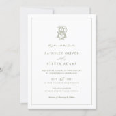 Elegant Vintage Decorative Monogram PS Wedding Invitation | Zazzle