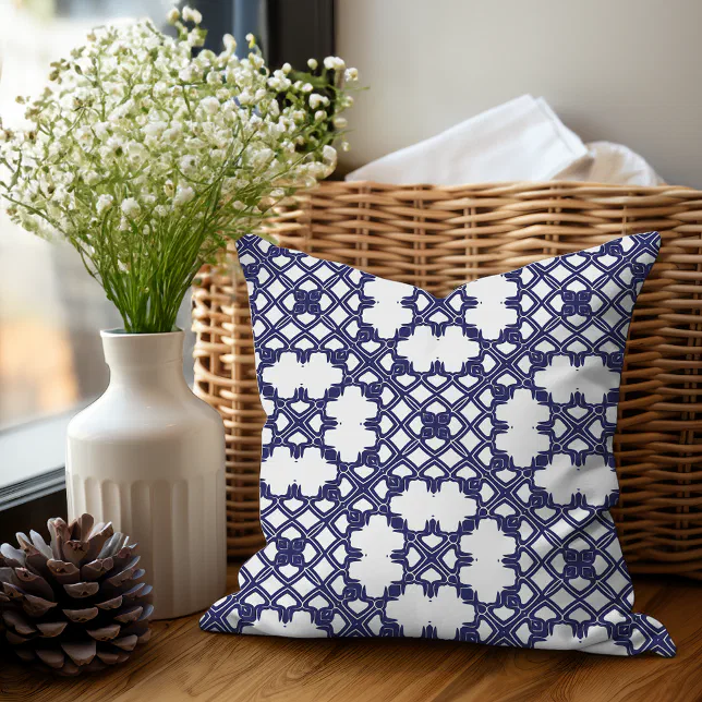 Elegant Vintage Dutch Delft Blue Art Pattern Throw Pillow | Zazzle