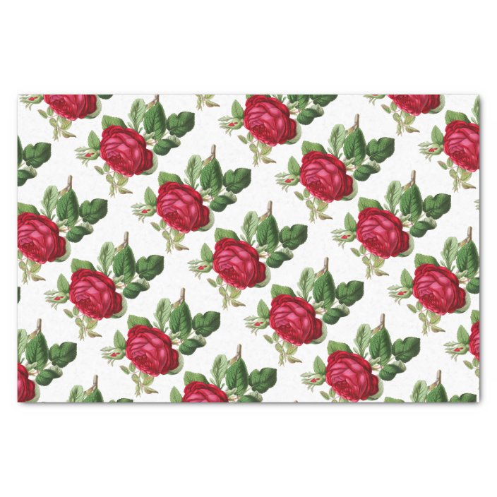Elegant Vintage Floral Red Rose Tissue Paper | Zazzle.com