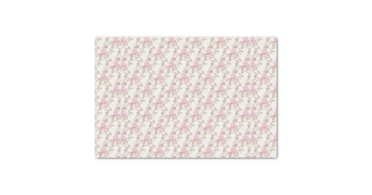 Elegant Vintage Floral Rose Pink Tissue Paper | Zazzle