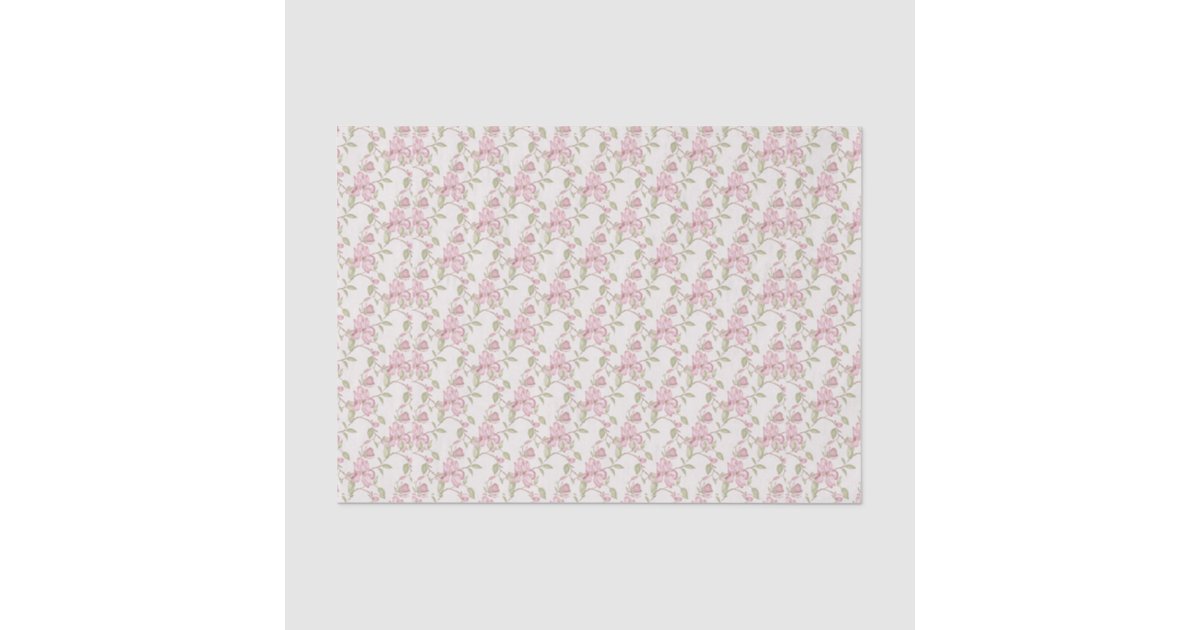 Elegant Vintage Floral Rose Pink Tissue Paper | Zazzle