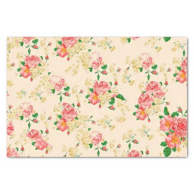 Elegant Vintage Floral Rose Tissue Paper | Zazzle