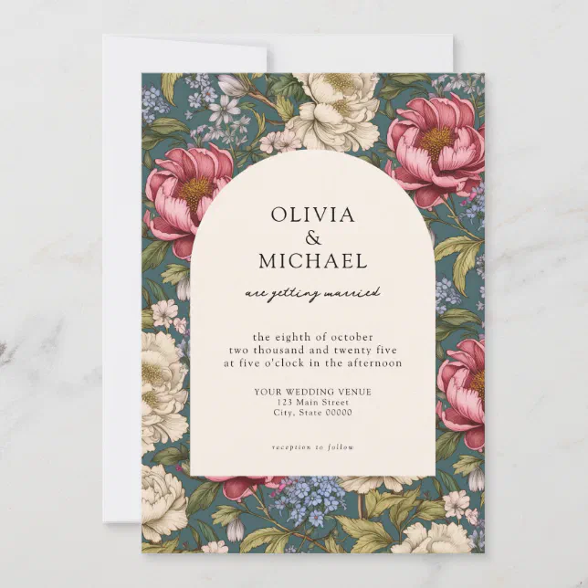 Elegant Vintage Floral Wedding Invitation | Zazzle