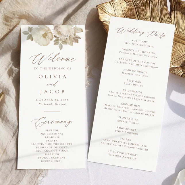 Elegant Vintage Floral Wedding Program | Zazzle