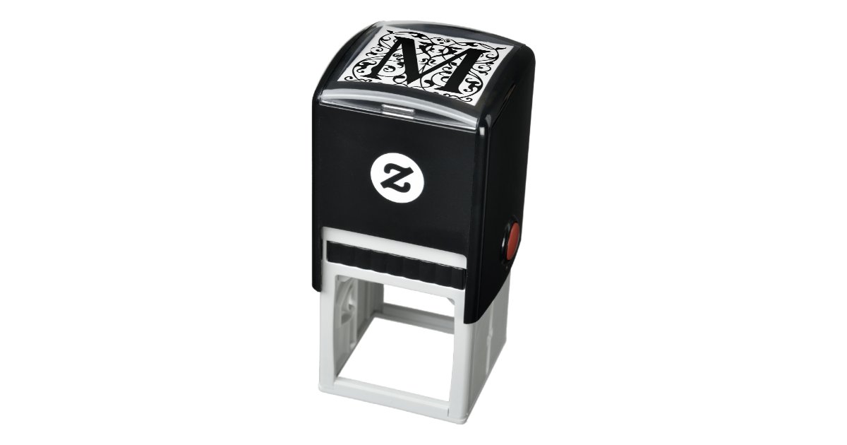 Elegant Vintage Flourish Letter M Monogram Self-inking Stamp | Zazzle