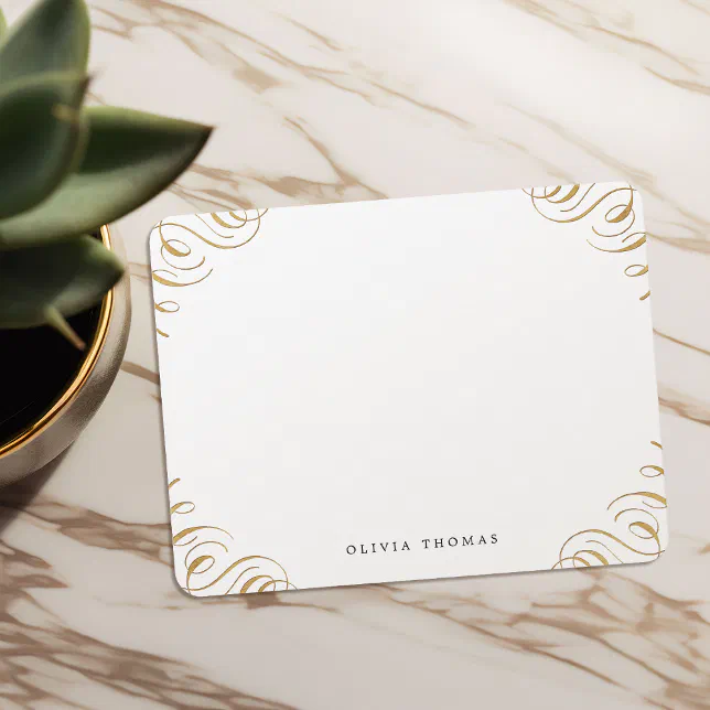 Elegant vintage flourish personalized Stationery Note Card | Zazzle