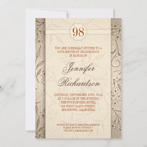 elegant vintage flowers birthday party invitation | Zazzle