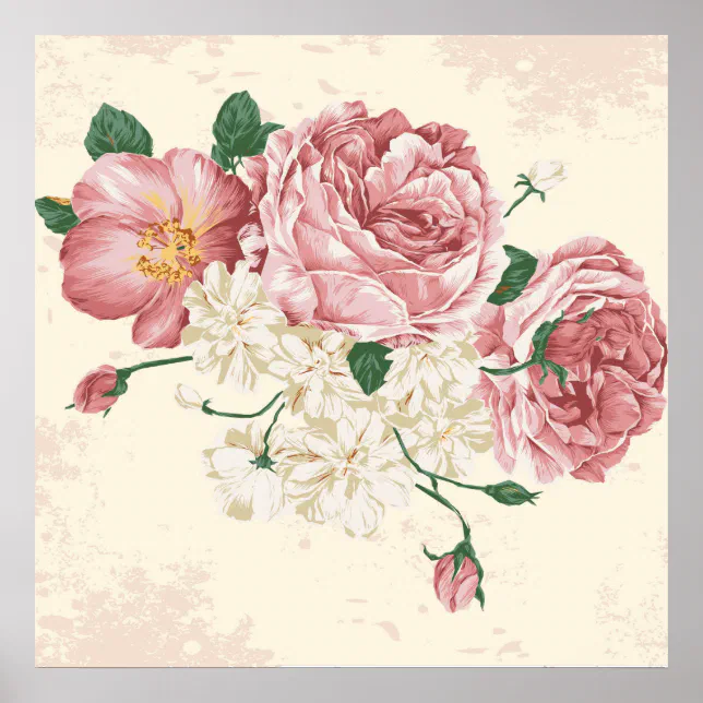 Elegant Vintage Flowers Poster | Zazzle