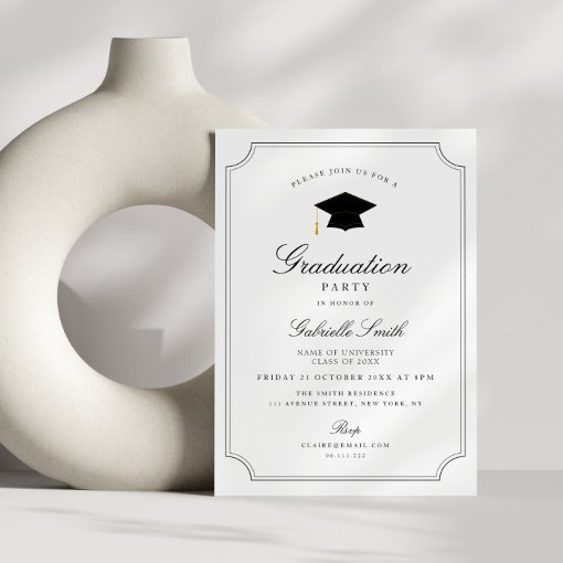 Elegant vintage frame graduation party invitation | Zazzle