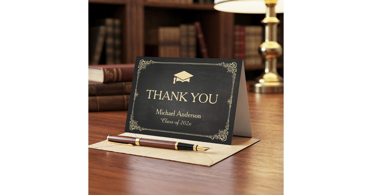 Elegant Vintage Frame Graduation Thank You | Zazzle