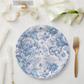 Elegant Vintage French Blue Toile Pattern Paper Plates | Zazzle