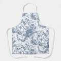 Elegant Vintage French Engraved Floral Toile-Blue Apron | Zazzle