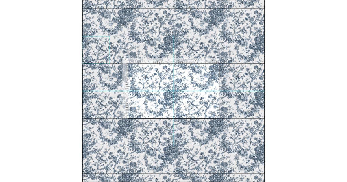 Elegant Vintage French Engraved Floral Toile-Blue Fabric | Zazzle