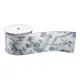 Elegant Vintage French Engraved Floral Toile-Blue Satin Ribbon | Zazzle