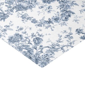 Elegant Vintage French Engraved Floral Toile-Blue Tissue Paper | Zazzle