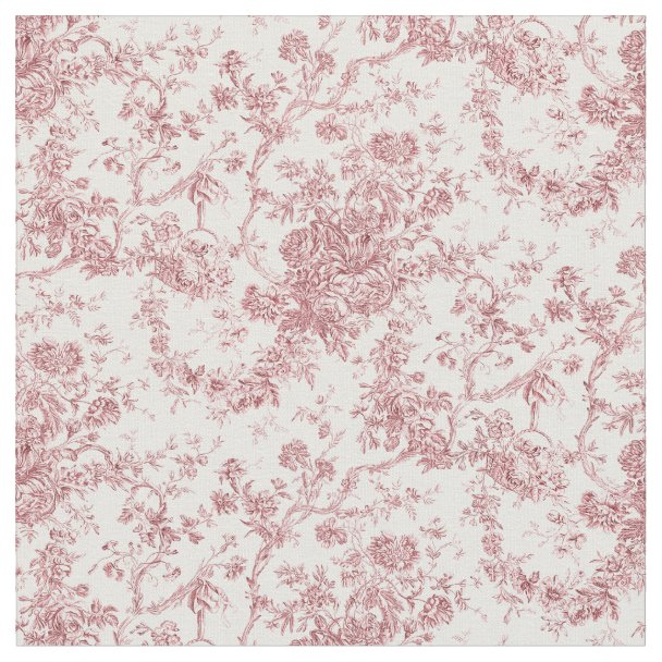 Elegant Engraved Pink and White Floral Toile Fabric | Zazzle