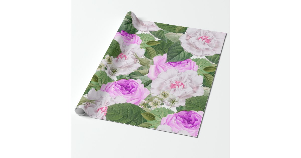 Elegant Vintage Garden Roses Wrapping Paper | Zazzle