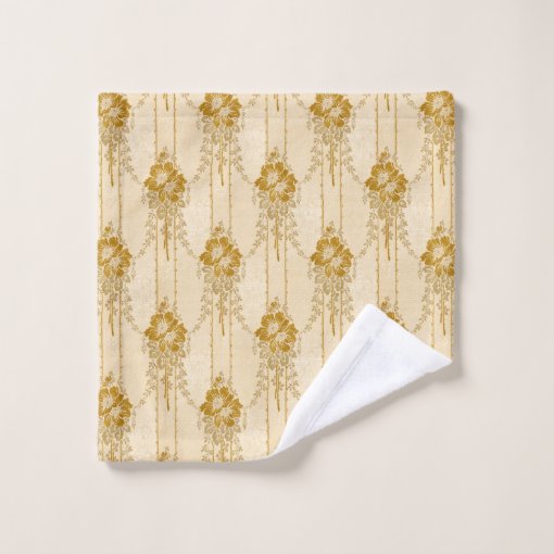 Elegant Vintage Gold Floral Swag Pattern Bath Towel Set | Zazzle