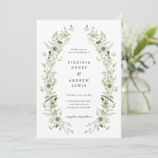 Elegant Vintage Greenery Wedding Invitation | Zazzle