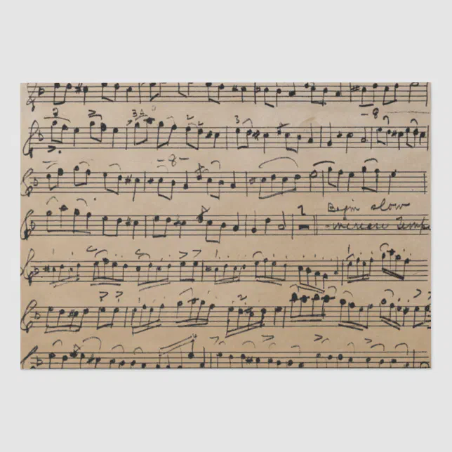 Elegant Vintage Handwrite Sheet Music Notes Kraft | Zazzle