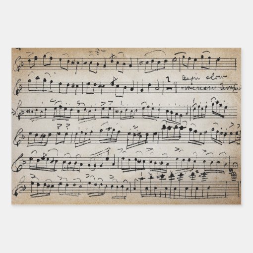 Elegant Vintage Handwrite Sheet Music Notes Kraft | Zazzle