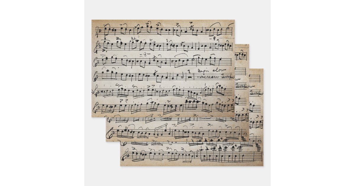Elegant Vintage Handwrite Sheet Music Notes Kraft | Zazzle