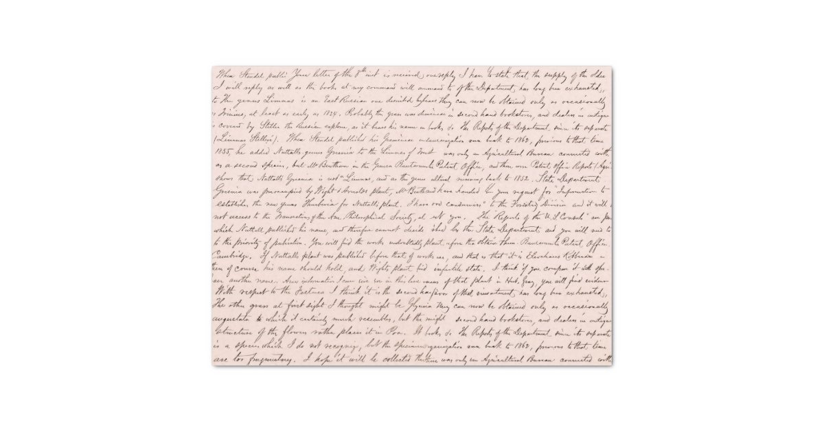 Elegant Vintage Handwritten Letter Script Pink Tissue Paper | Zazzle