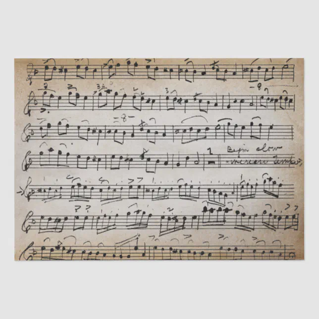 Elegant Vintage Handwritten Sheet Music Notes | Zazzle