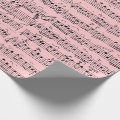 Elegant Vintage Handwritten Sheet Music Notes Pink Wrapping Paper | Zazzle