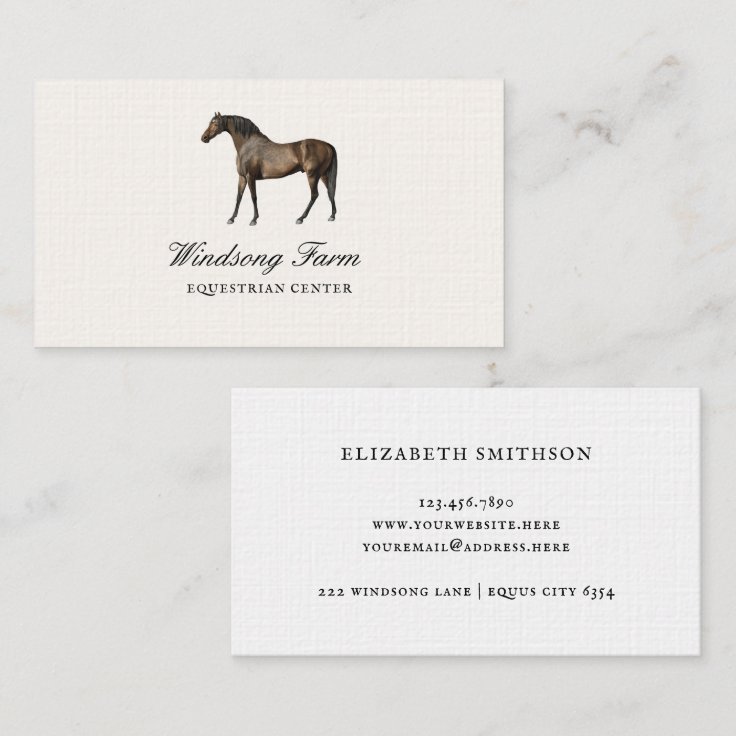Elegant Vintage Horse Equestrian Business Card | Zazzle