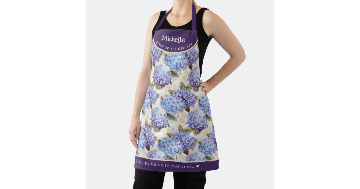 Elegant vintage hydrangea pattern apron | Zazzle