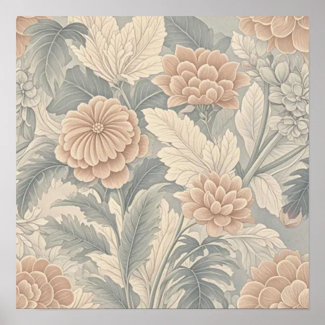 Elegant vintage-inspired floral soft delicate poster | Zazzle