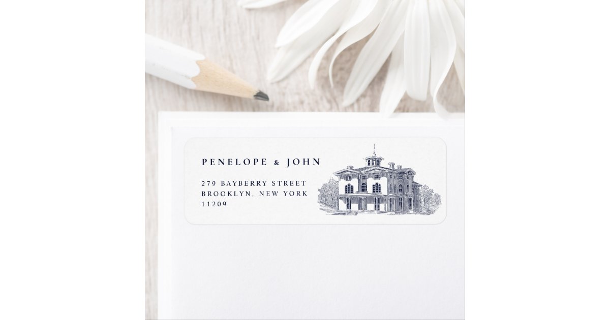 Elegant Vintage Italian Villa Wedding Return Label | Zazzle
