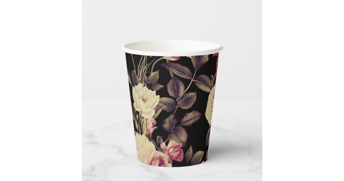 Elegant Vintage Look Floral Paper Cups | Zazzle
