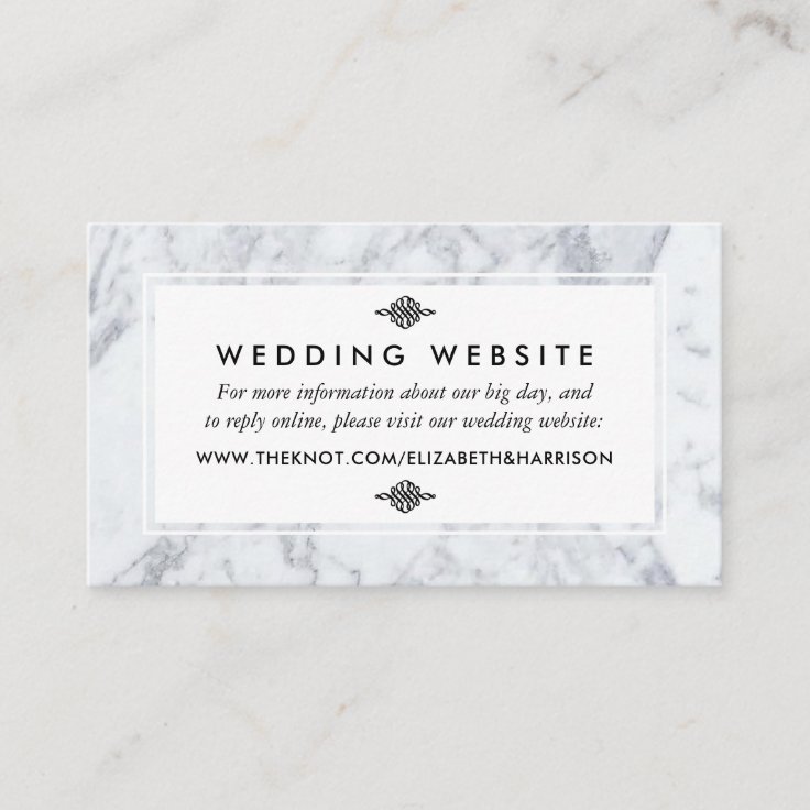 Elegant Vintage Marble Wedding Website Insert | Zazzle