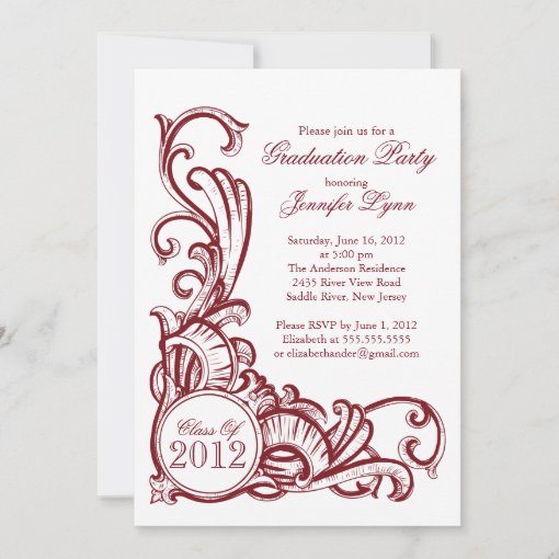 Elegant Vintage Maroon Graduation Party Invitation | Zazzle