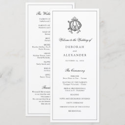 Elegant Vintage Monogram AD Wedding Program | Zazzle