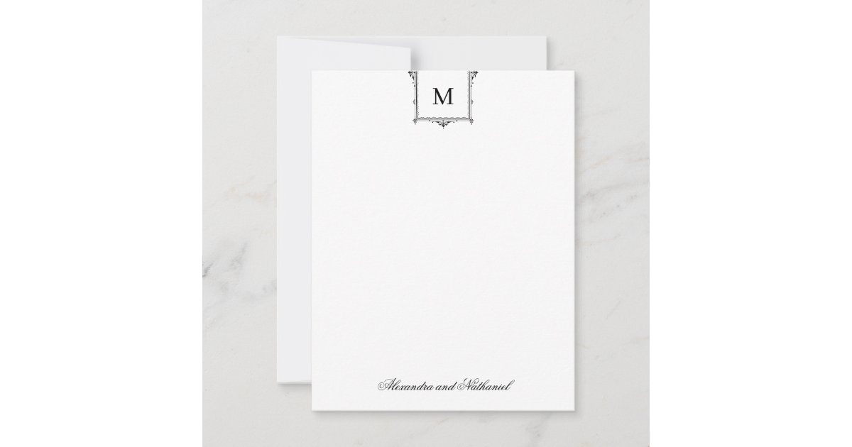 Elegant Vintage Monogram Blank Photo Back Thank You Card | Zazzle