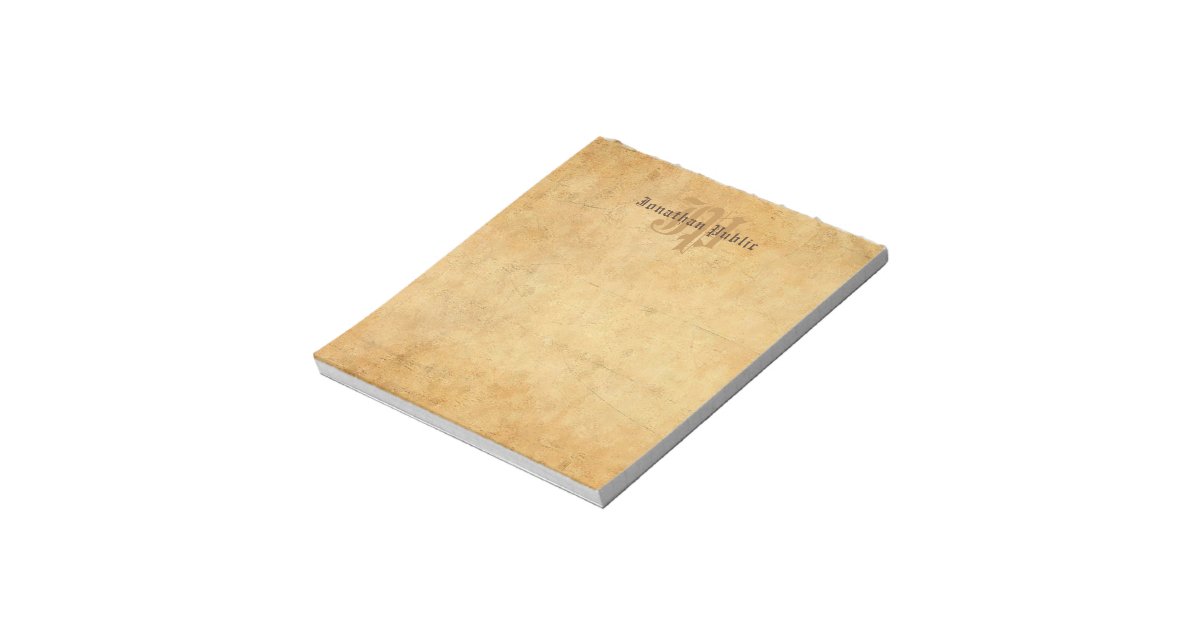 Elegant Vintage Old Paper Look Monogram Template Notepad | Zazzle