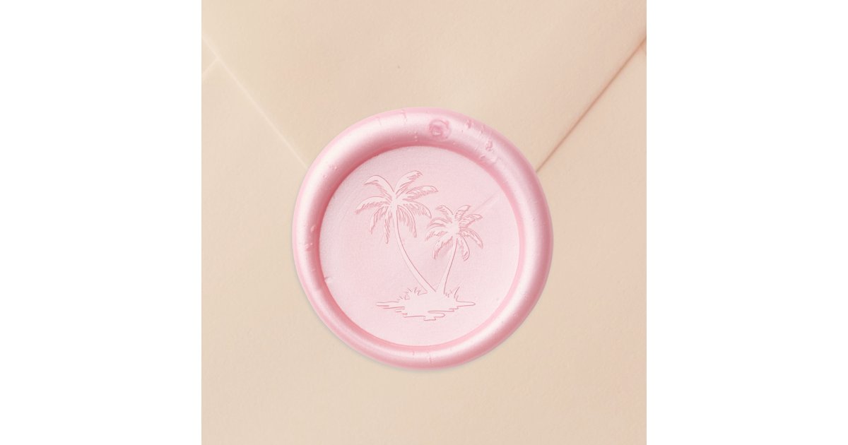Elegant Vintage Palm Tree Tropical Wedding Wax Seal Stamp | Zazzle