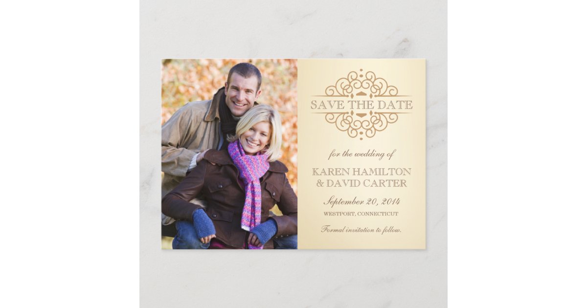 Elegant Vintage Photo Save the Date Announcements | Zazzle.com