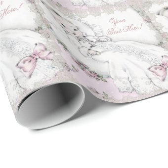 Elegant Vintage Pink Baby Shower Wrapping Paper | Zazzle
