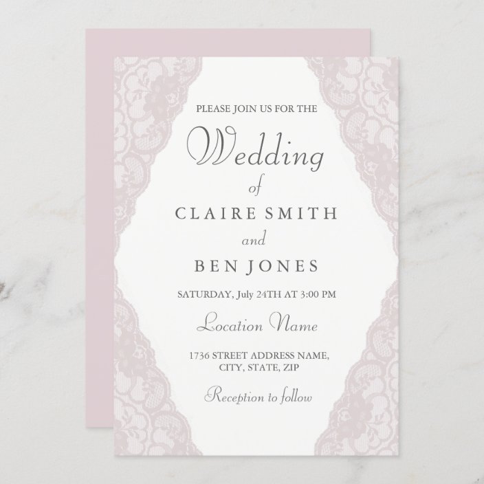 Elegant Vintage Pink lace Wedding Invitation | Zazzle.com