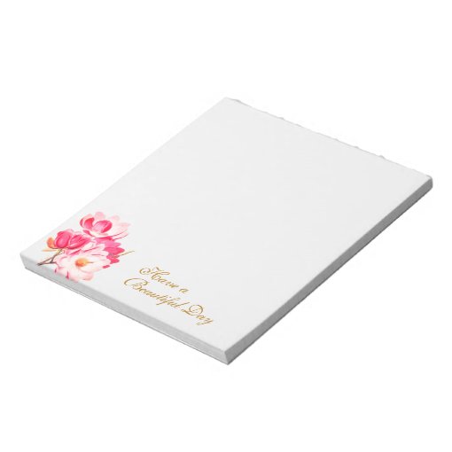 Elegant Vintage Pink Magnolias Floral Notepad | Zazzle
