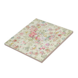 Elegant vintage pink pastel floral pattern tile | Zazzle