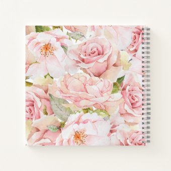 Elegant Vintage Pink Rose Floral Personalized Notebook | Zazzle