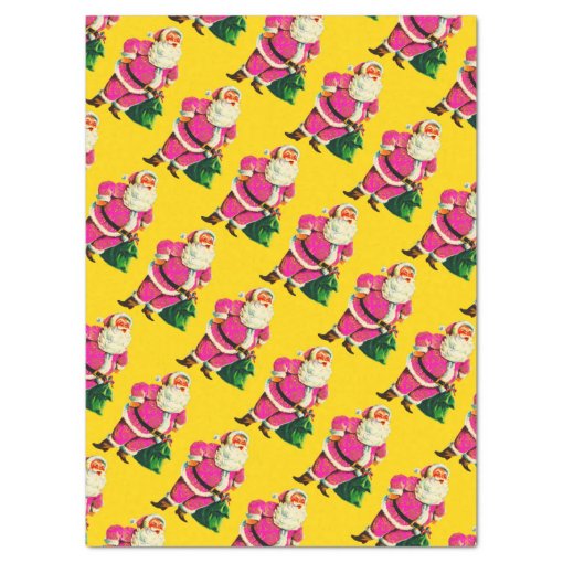 Elegant Vintage pink Santa Christmas Delight Tissue Paper | Zazzle