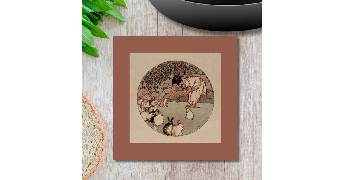 Elegant Vintage Rabbits Art Cute Cottagecore Trivet | Zazzle