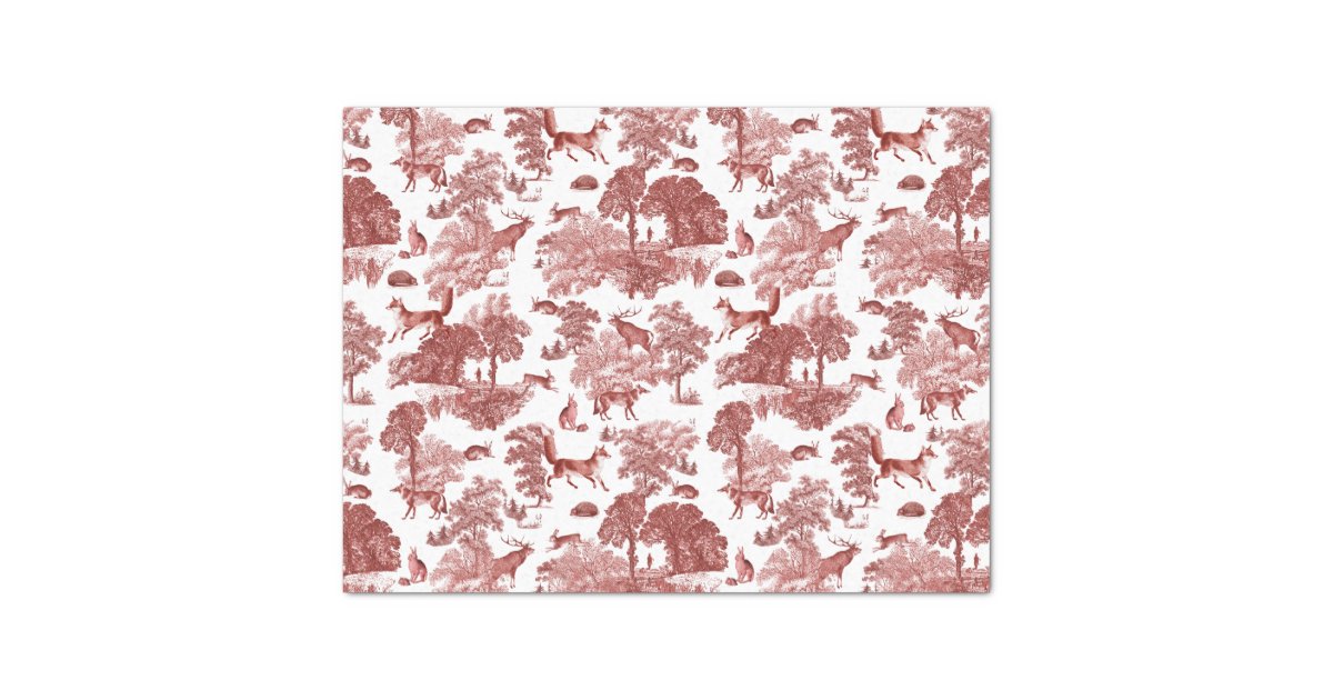 Elegant Vintage Red Fox Rabbit Country Toile Tissue Paper | Zazzle