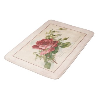 Elegant Vintage Red Rose Bath Mat | Zazzle